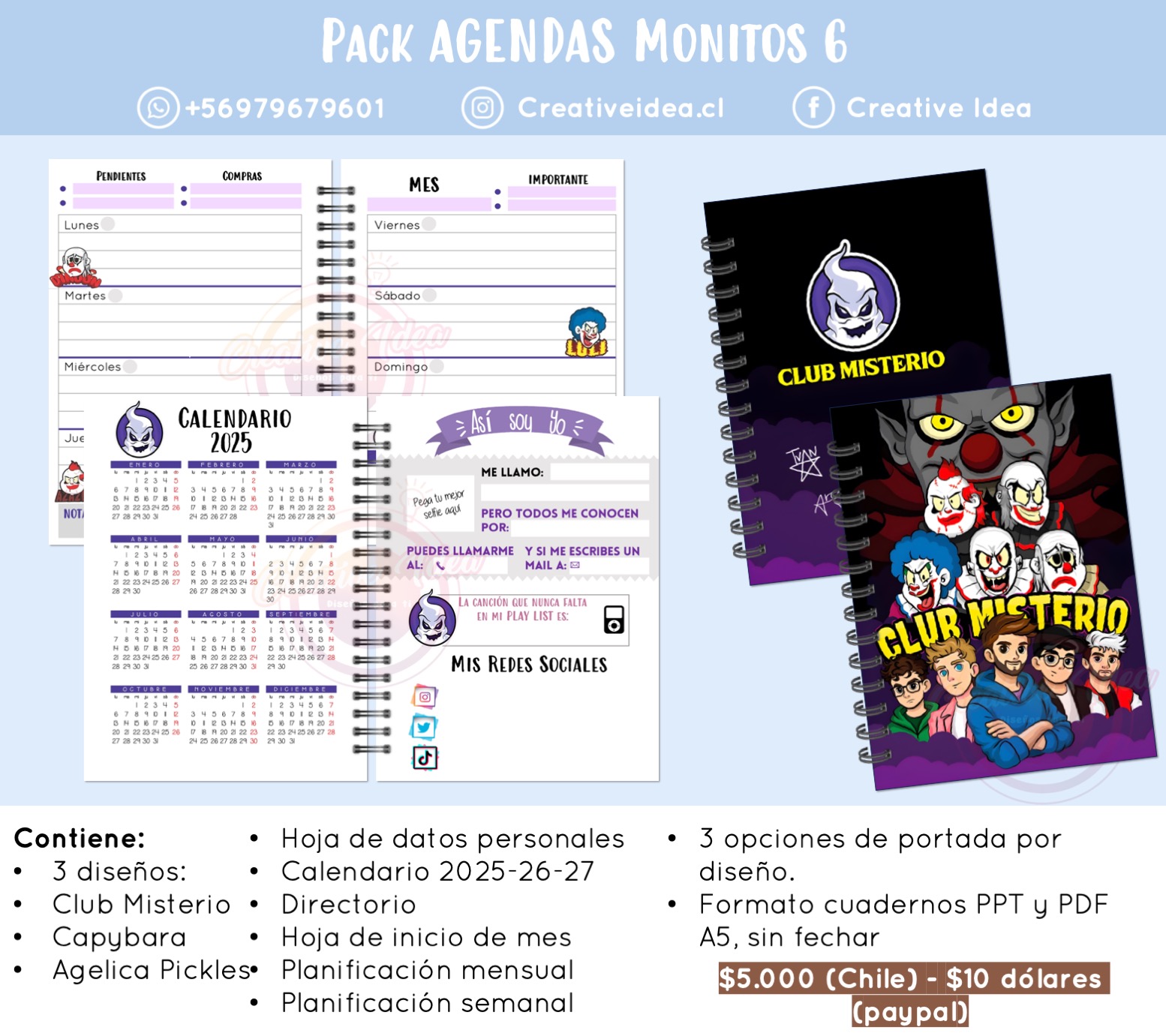 Pack Agendas Monitos 6 - Creative Idea